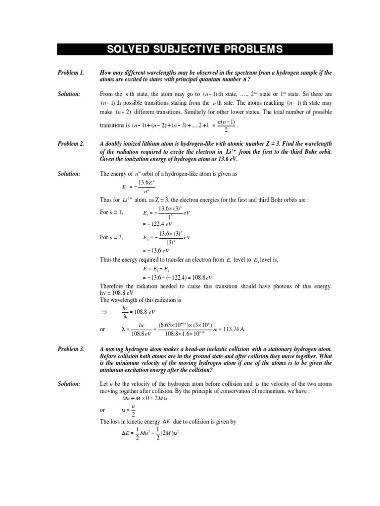 Modern Physics-03-Subjective Solved Problems1 | PDF | Collision | Nuclear Reaction