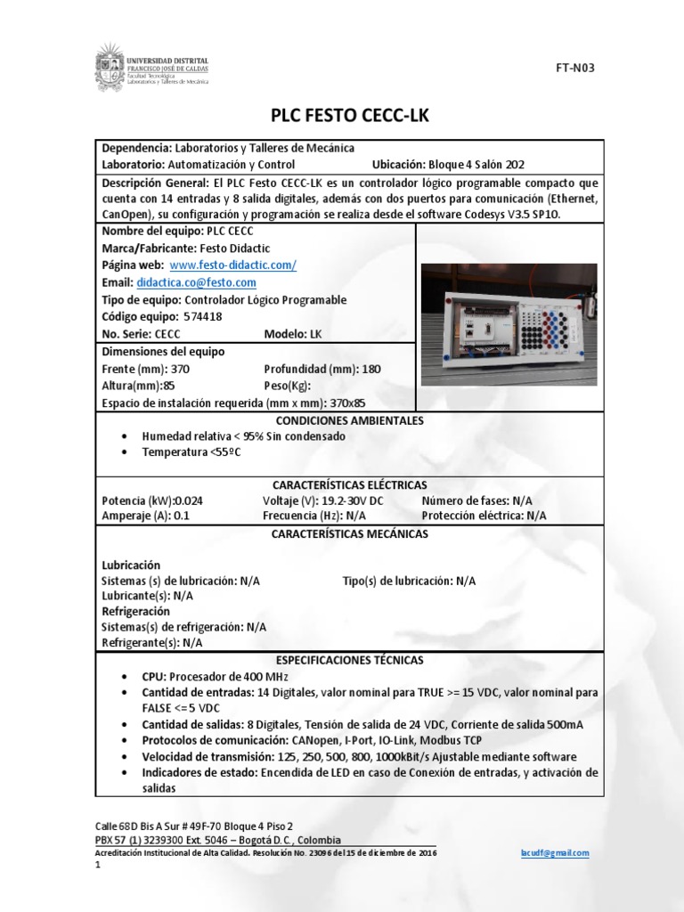 PLC Festo Cecc-Lk | PDF | Controlador lógico programable | Ciencias de ...