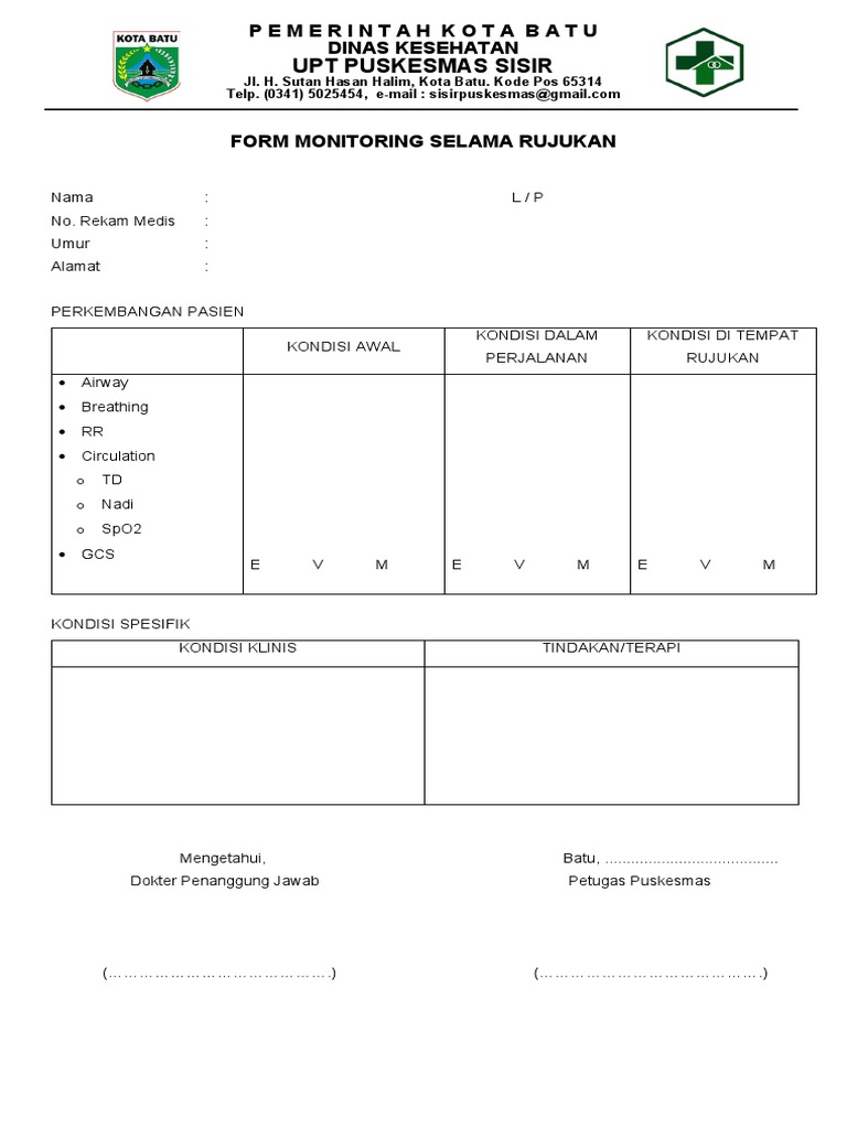 FORM - MONITORING SELAMA RUJUKAN | PDF