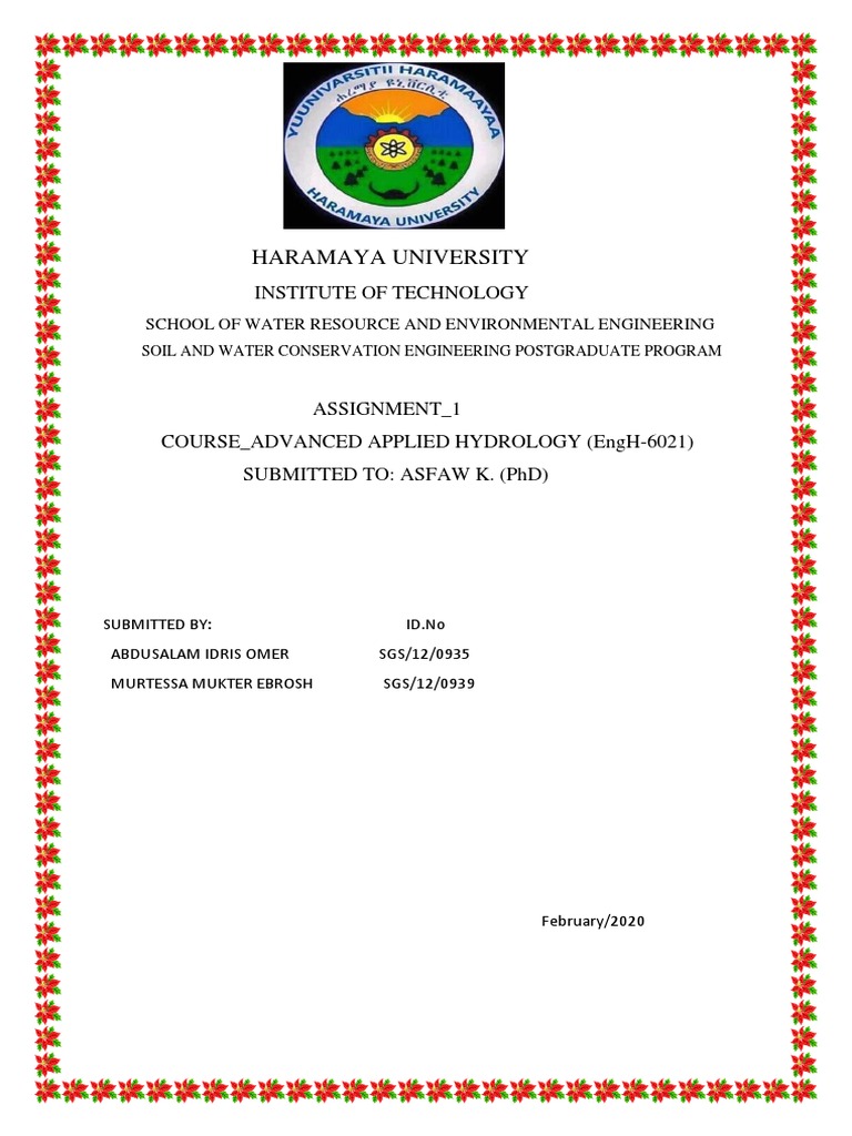Applied Hydrology Assignment | PDF | Discharge (Hydrology) | Drainage Basin