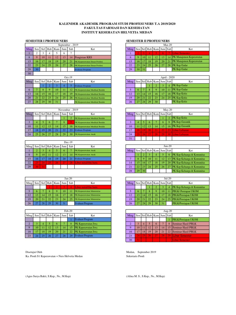 Kalender Akademik Prodi Pendidikan Ners Tahap Profesi | PDF