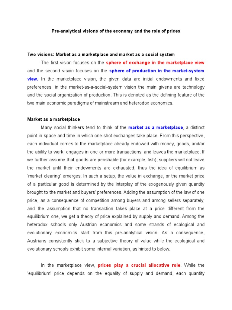 4.2 Pre-Analytical Visions of The Economy and The Role of Prices | PDF ...