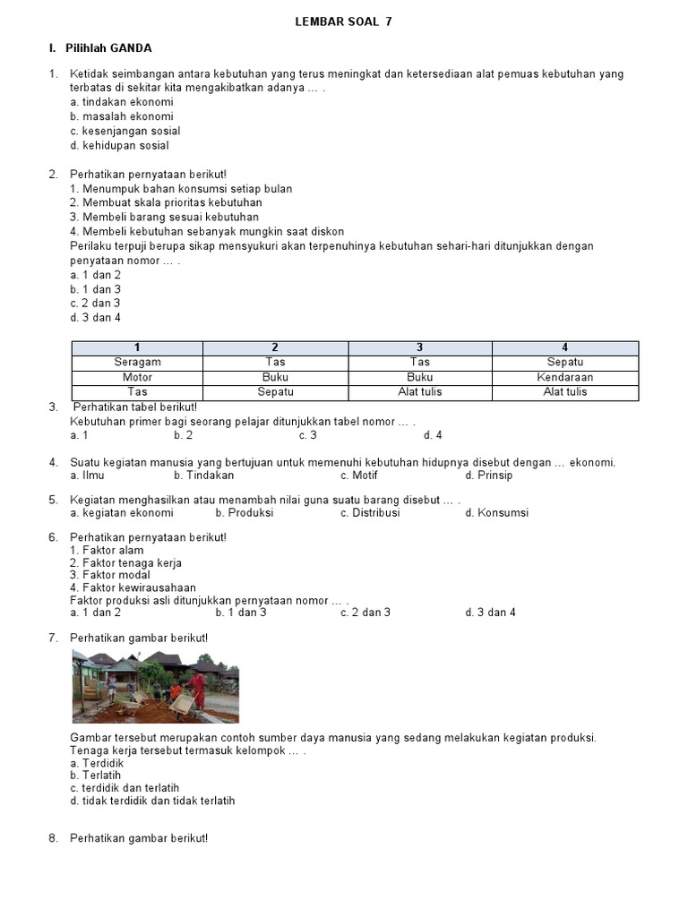 Soal Pts Ips Kelas Vii-1 | PDF