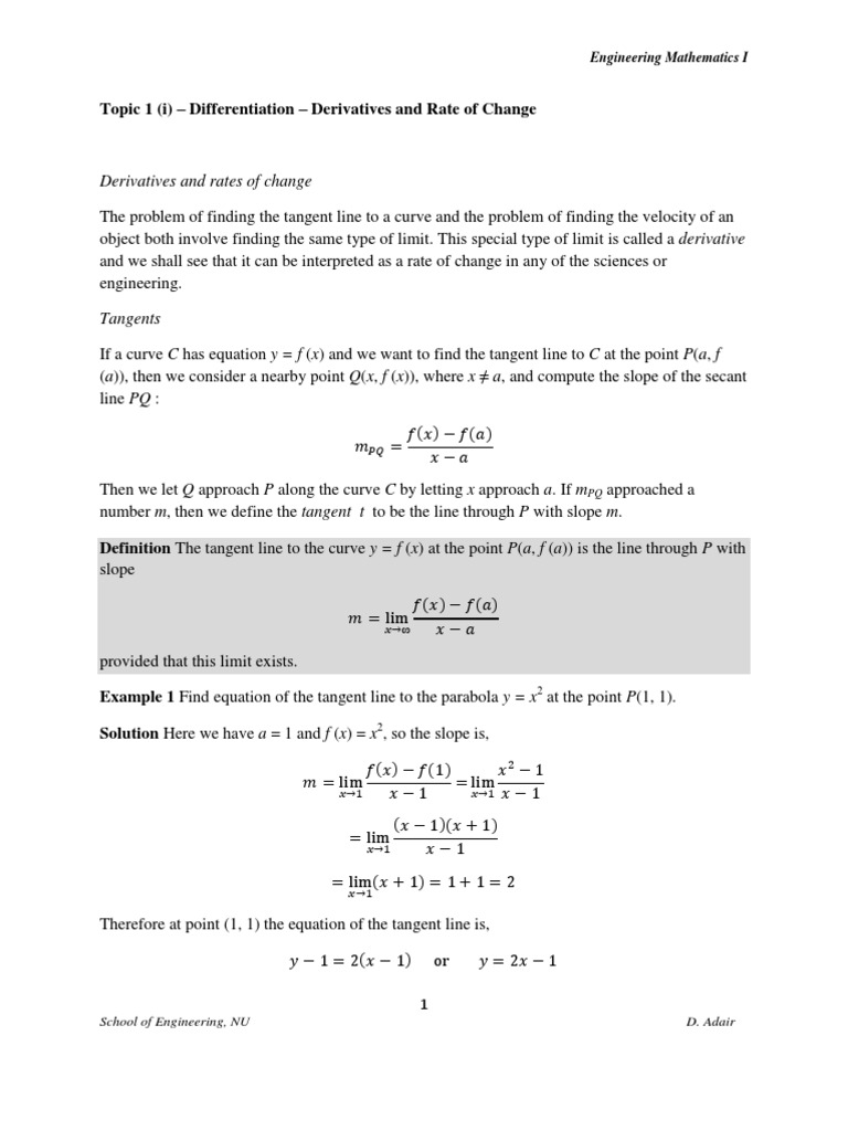 Differentiation - First Principles | PDF | Derivative | Tangent