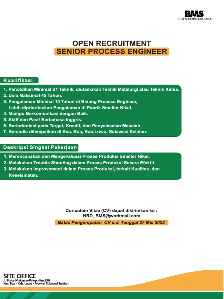 BMS Senior Process Engineer | PDF