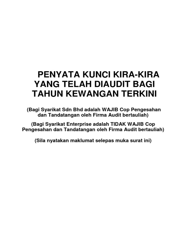 Penyata Kunci Kira-Kira | PDF