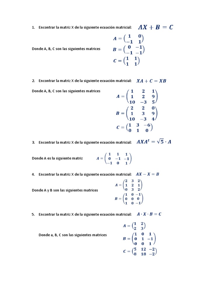 Ecuaciones Matriciales | PDF
