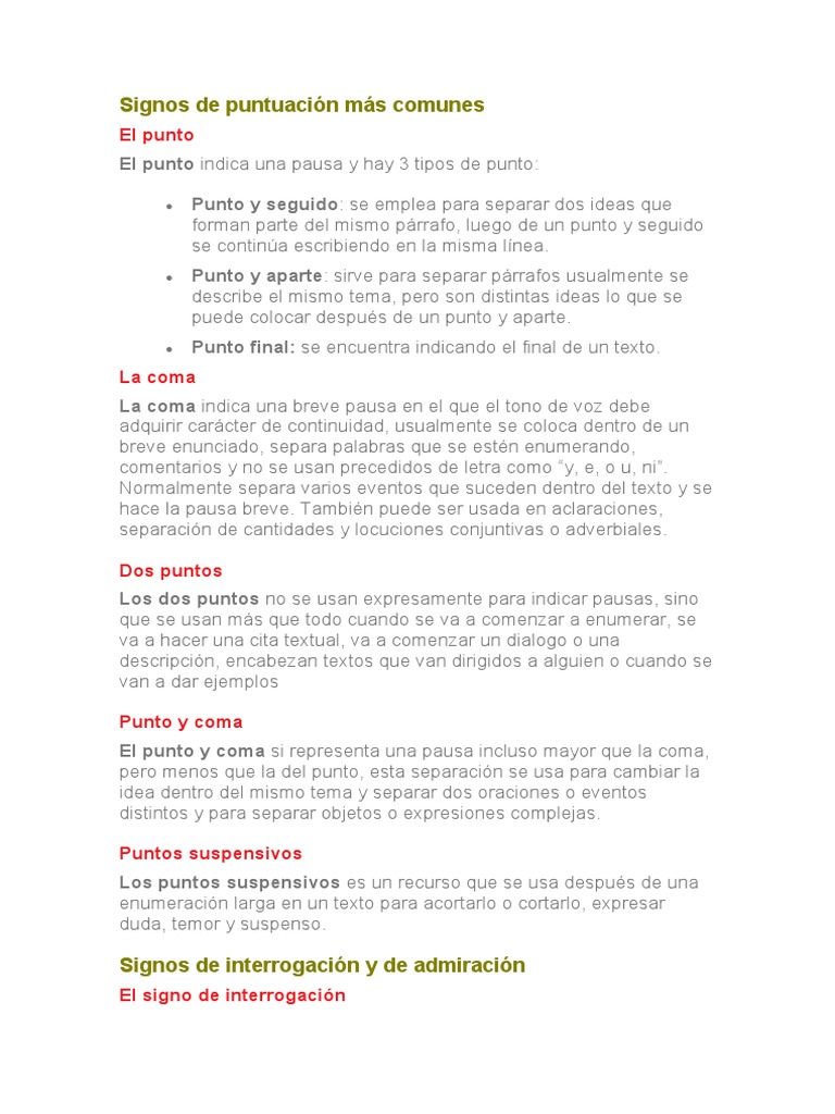 Signos de Puntuación Más Comunes | PDF | Coma | Gramática