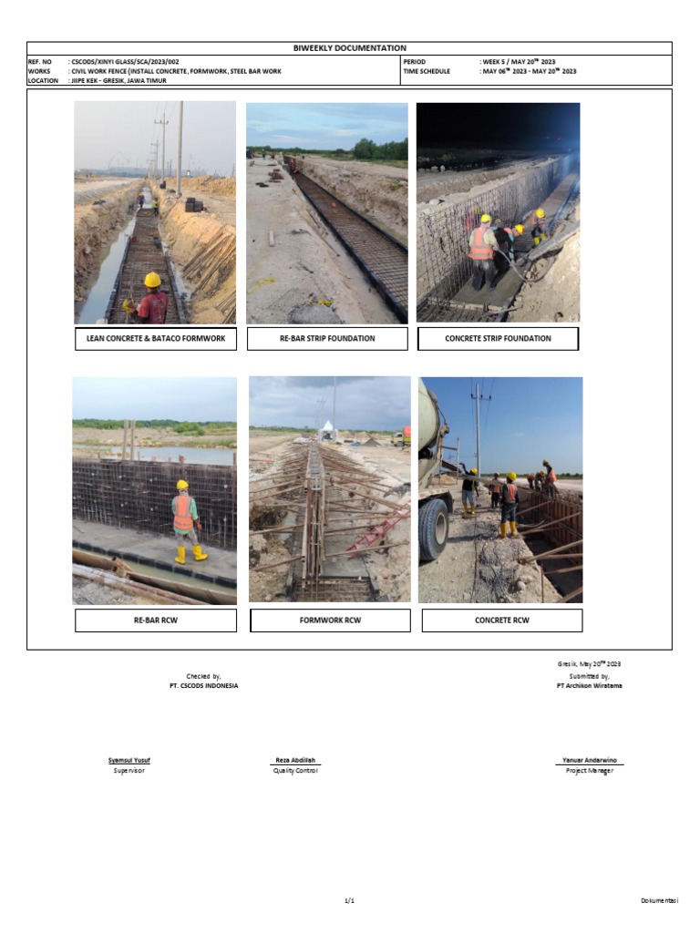 Biweekly Documentation: Lean Concrete & Bataco Formwork Re-Bar Strip ...