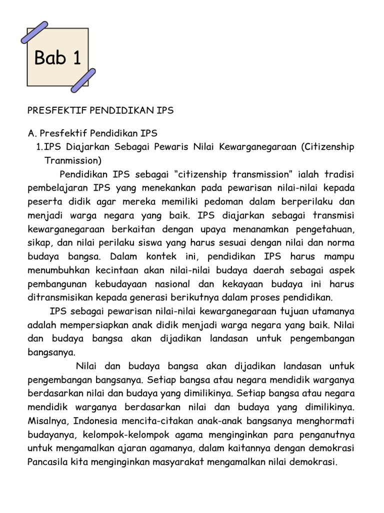 Bab 1 PRESFEKTIF PENDIDIKAN IPS | PDF