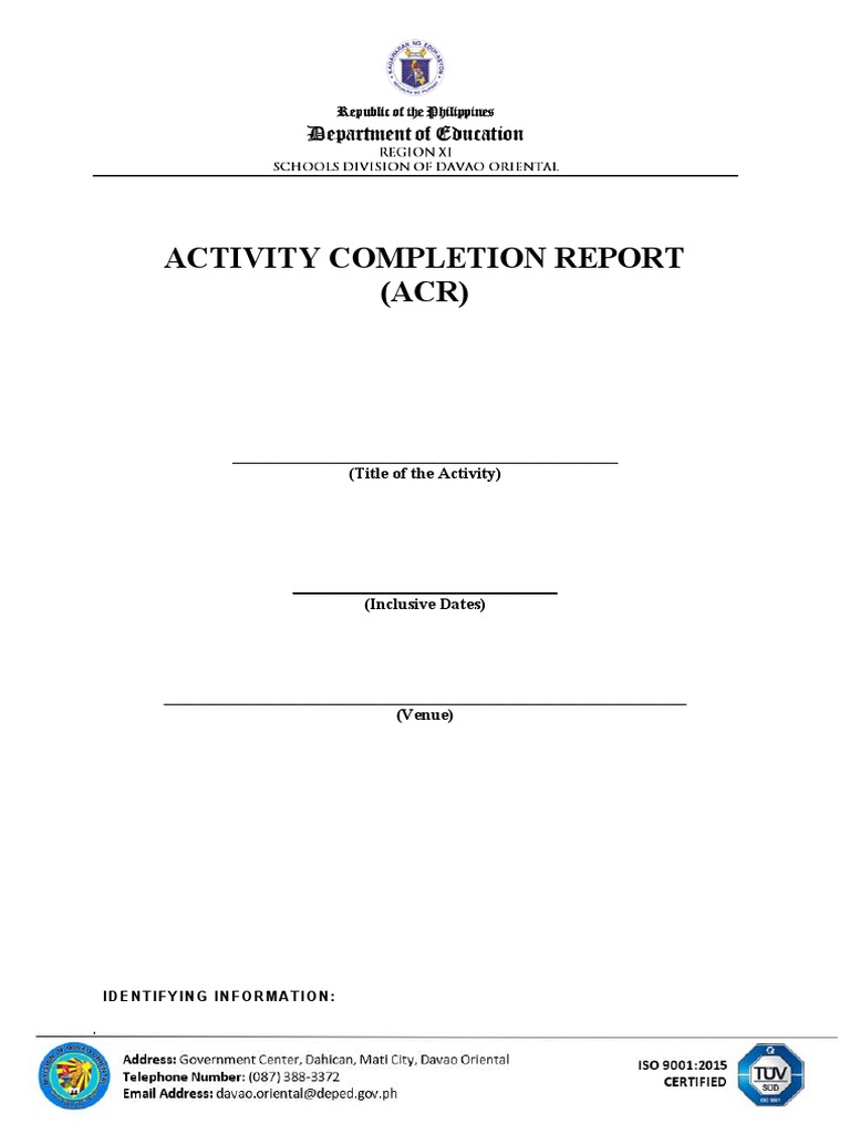 Activity Competion Report ACR Division Template | PDF | Cognition | Cognitive Science