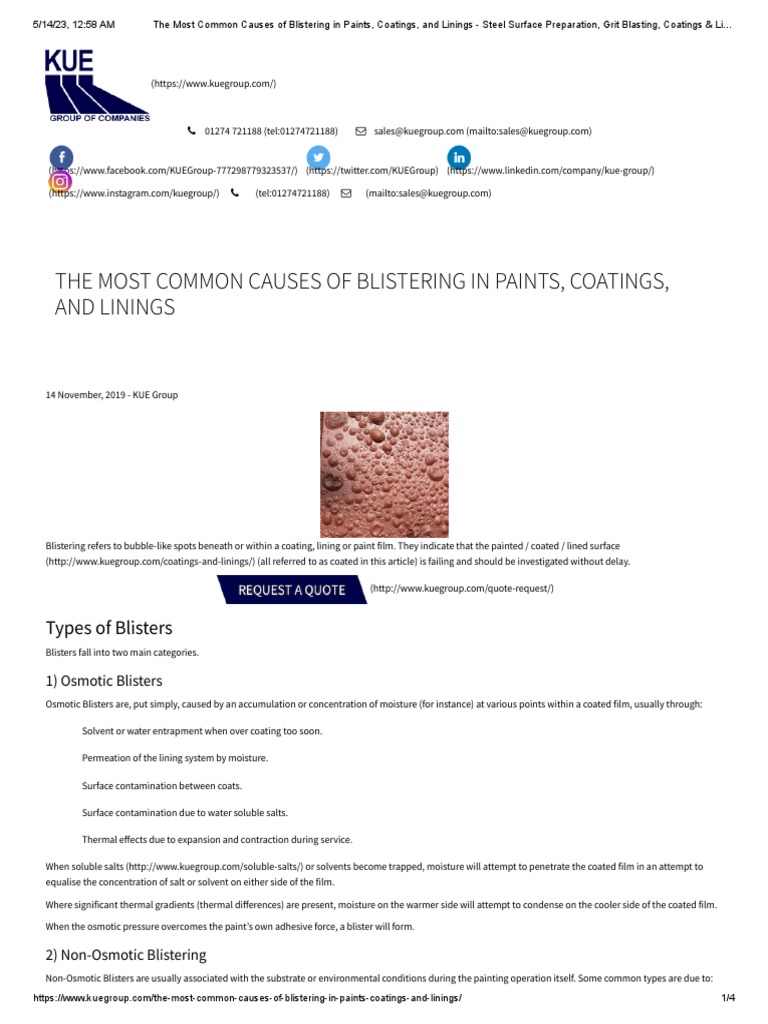 Causes of Blistering in Coatings | PDF | Paint | Coating