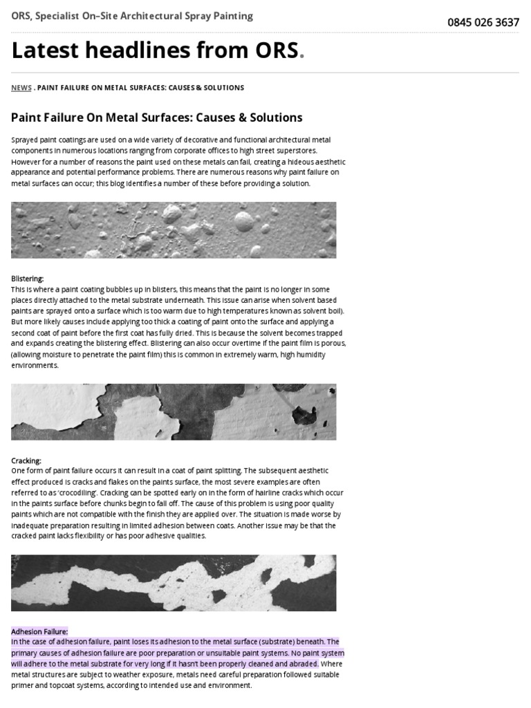 Paint Failure On Metal Surfaces - The Causes and The Solution - ORS ...