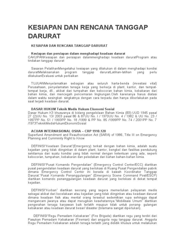 Rencana Tanggap Darurat K3 dan Evakuasi | PDF