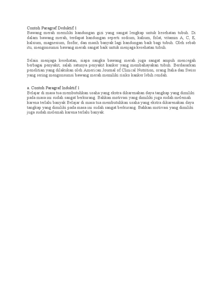 Contoh Paragraf Deduktif 1 | PDF
