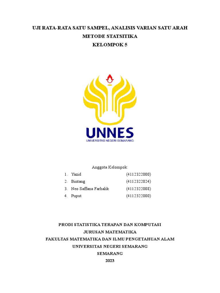 Uji Hipotesis Rata-Rata Satu Sampel | PDF | Metode & Bahan Ajar | Sains ...