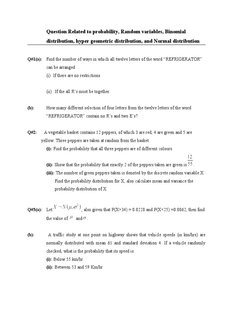 Questions Probability and Probability Distributions | PDF | Probability Distribution | Normal ...