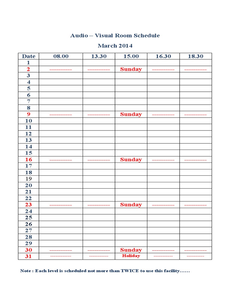 Audio Visual Schedule | PDF