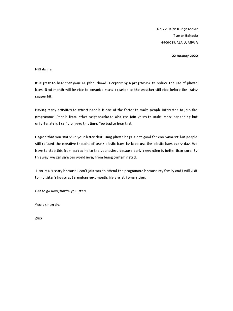 Muet S1 2022 Letter | PDF