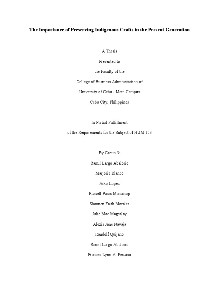 Preservation of Indi Crafts RES HUM 103 | PDF | Cultural Heritage ...