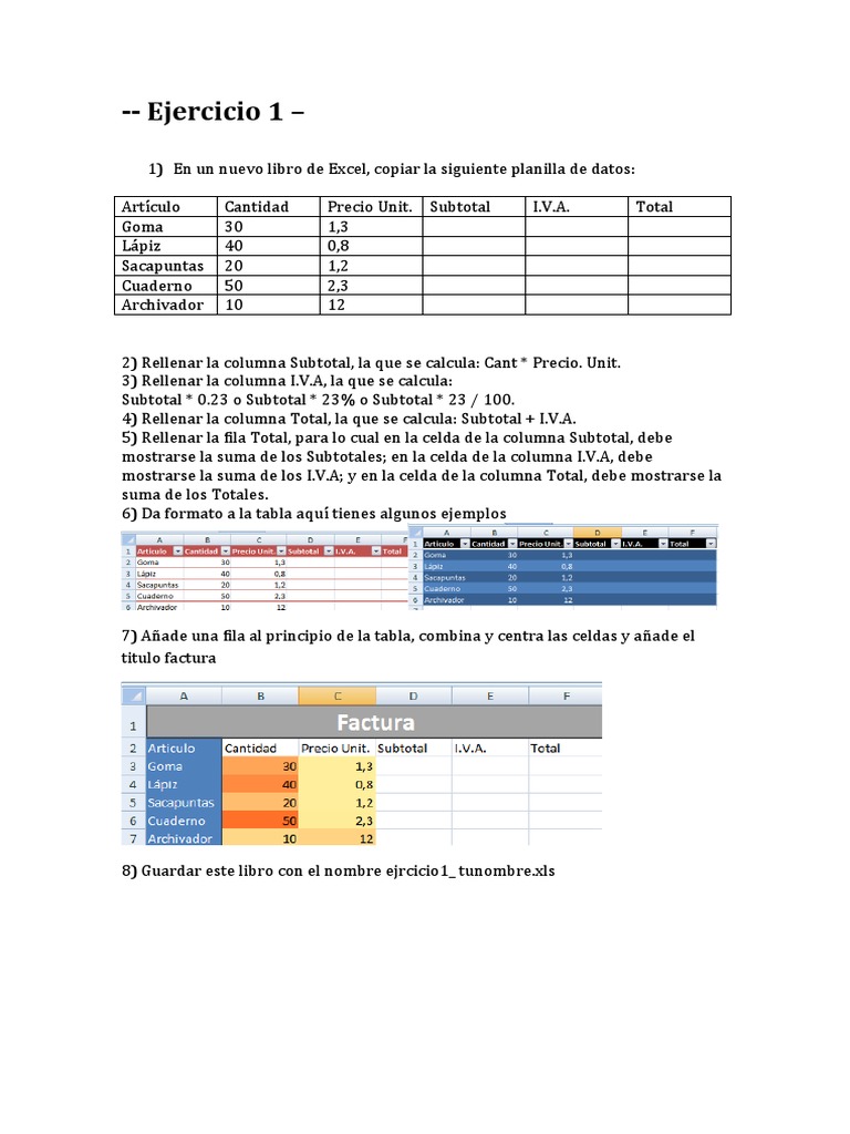 Practicas de Excel Bachillerato | PDF | Microsoft Excel