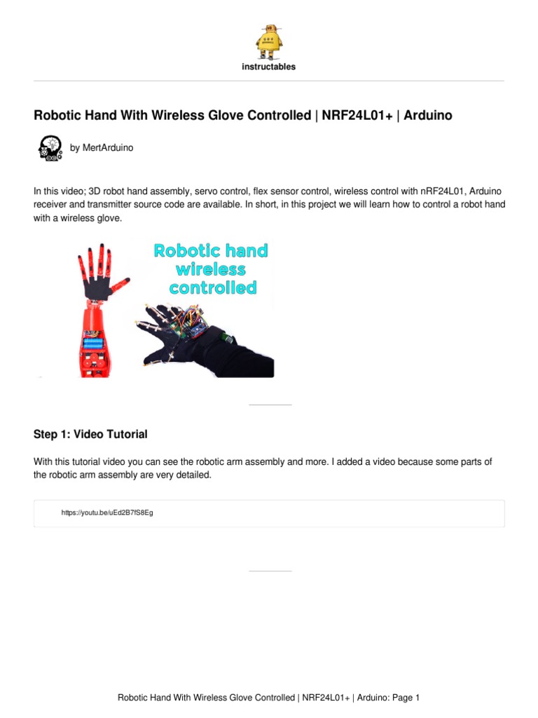 Robotic Hand With Wireless Glove Controlled NRF24L | PDF | Arduino ...