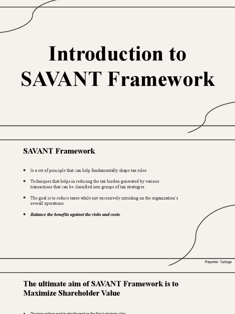 SAVANT Framework | PDF | Taxes | Income