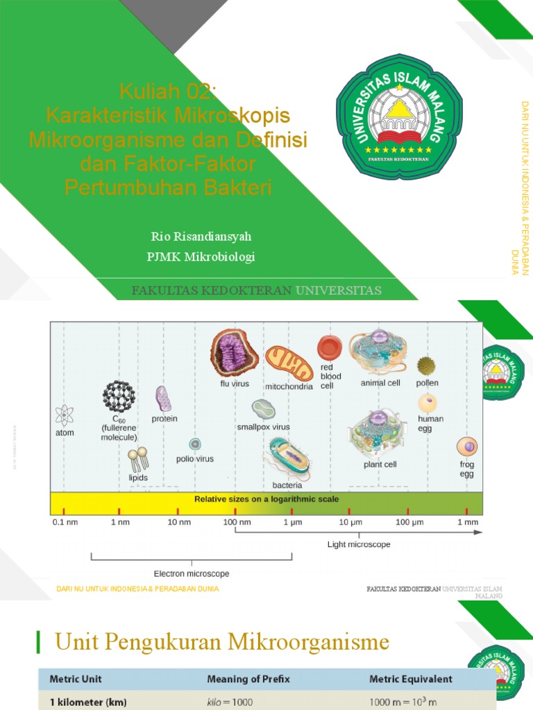 Kuliah 02 - Karakteristik Mikroskopis Mikroorganisme Dan Pertumbuhan Mikroorganism - 2021 | PDF
