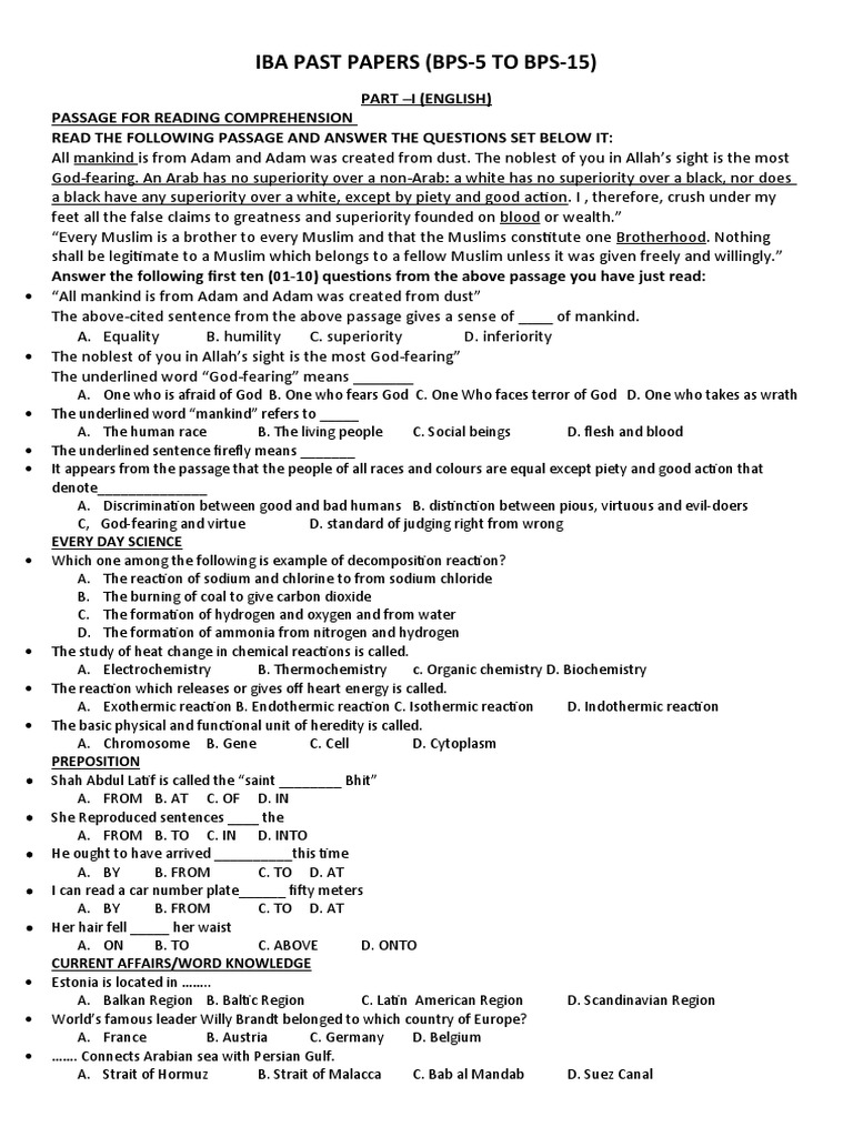 Iba Past Papers | PDF | Computer Data Storage | Chemical Reactions