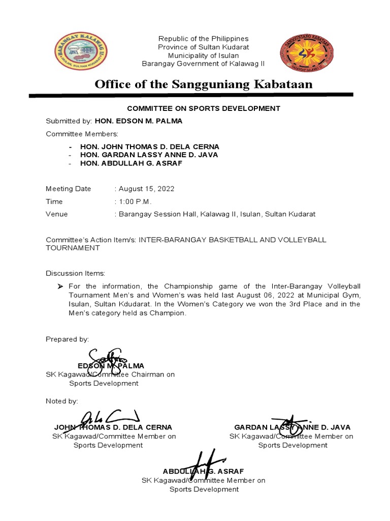 SK Committee Report on Sports Development | PDF | Sports & Recreation