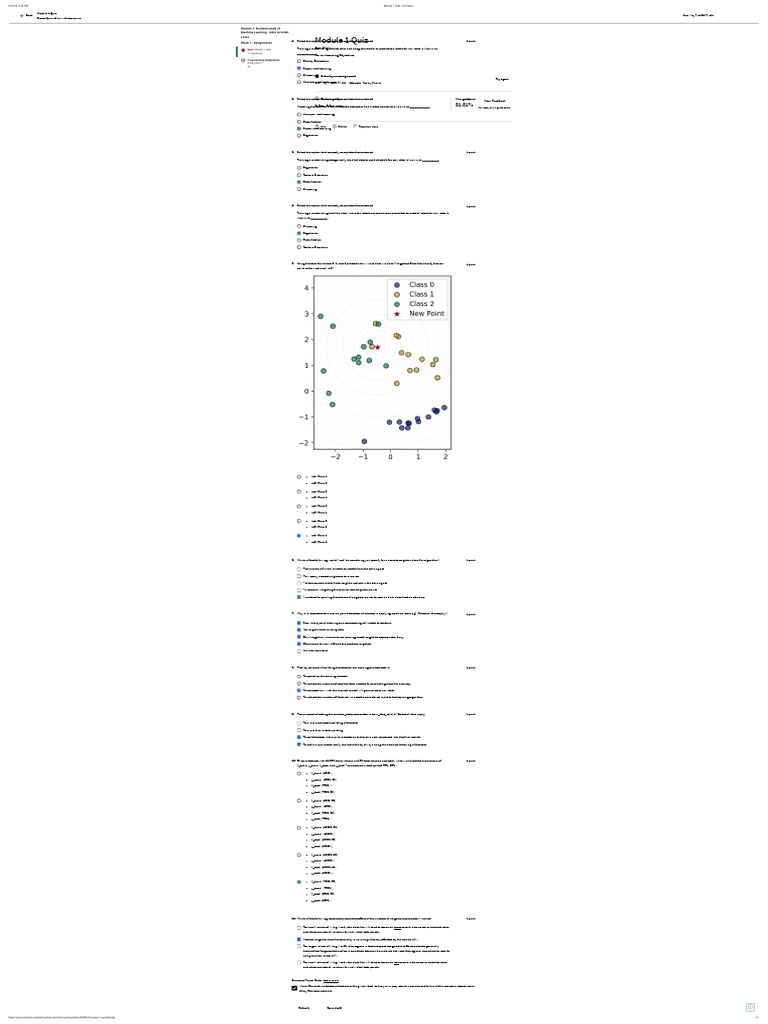 Module 1 Quiz - Coursera15 | PDF | Machine Learning | Applied Mathematics