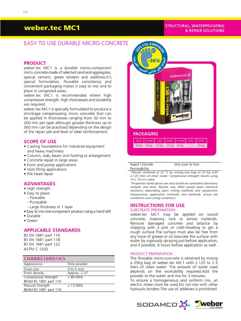 Weber - Tec MC1 | PDF | Concrete | Industrial Processes