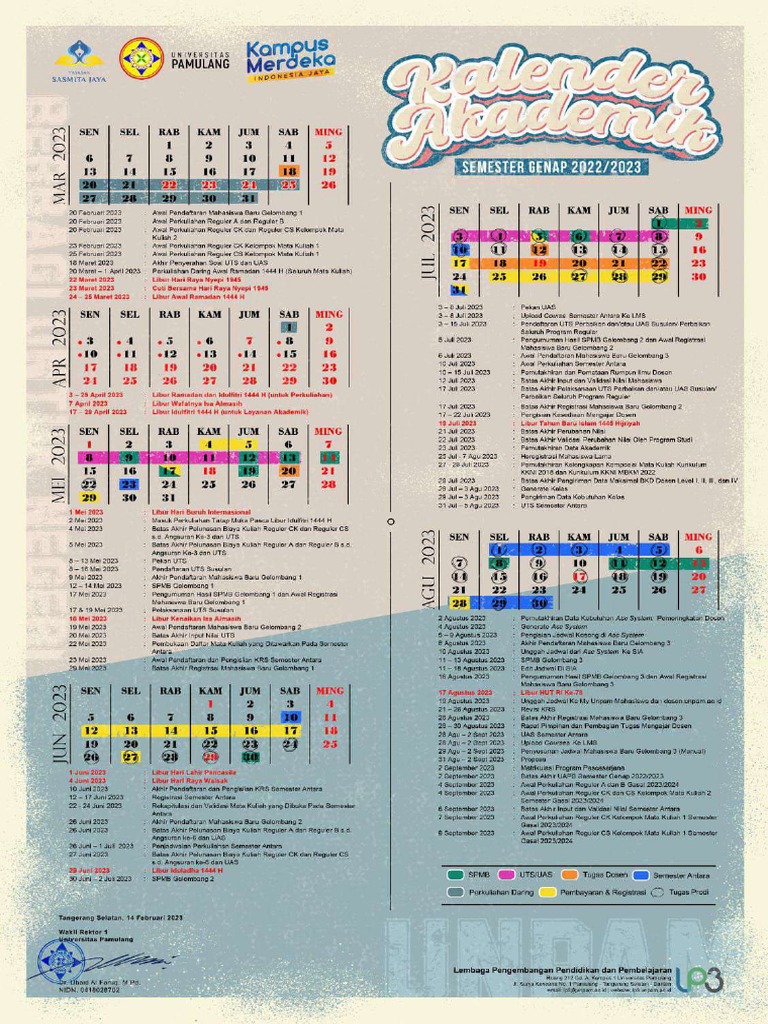 Kalender & Jadwal Perkuliahan Semester Genap 2022-2023 | PDF