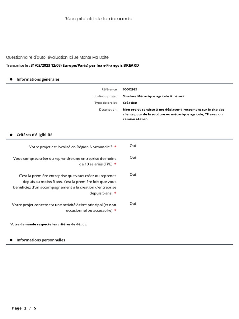 Récapitulatif de La Demande | PDF