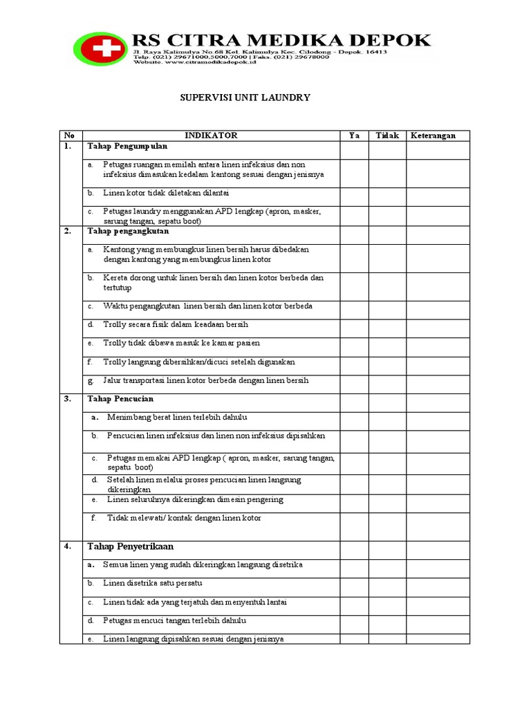 Prosedur Supervisi Laundry | PDF