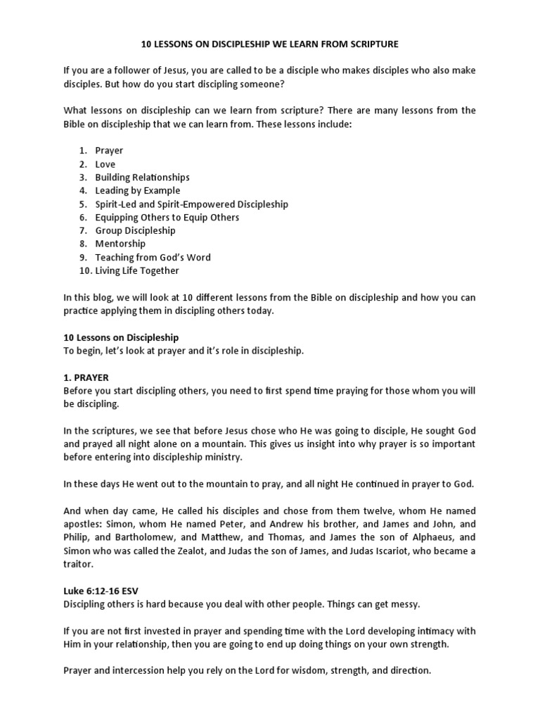 10 Lessons On Discipleship We Learn From Scripture | PDF | Disciple ...