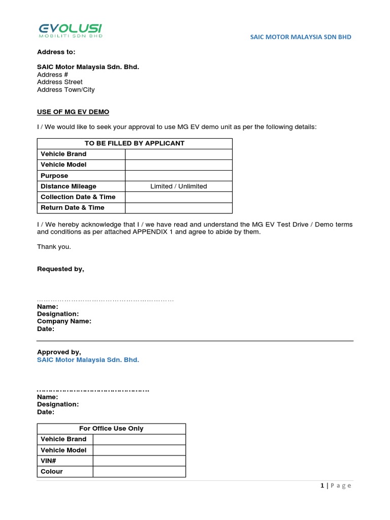MG EV Demo Application Form - Clean | PDF | Driver's License | Justice