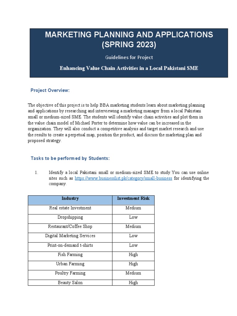 Marketing Planning and Applications PROJECT | PDF | Marketing | Value Chain