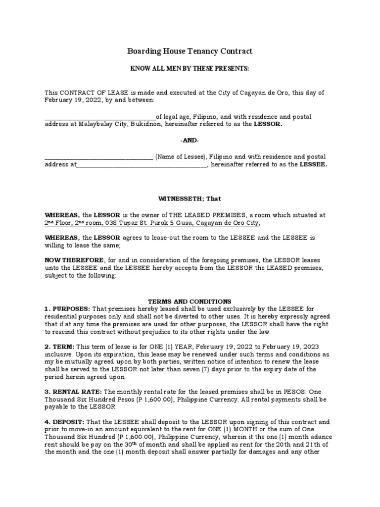 Rental Contract | PDF | Lease | Natural Resources Law