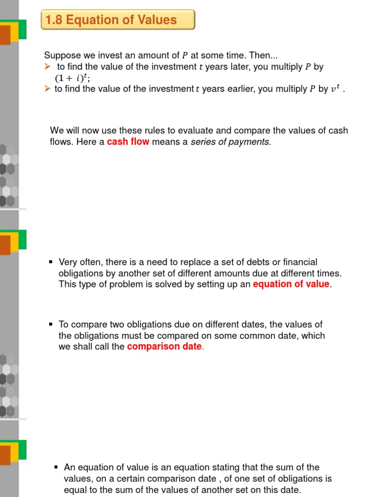 Equation of Values in Financial Obligations | PDF | Interest | Equations