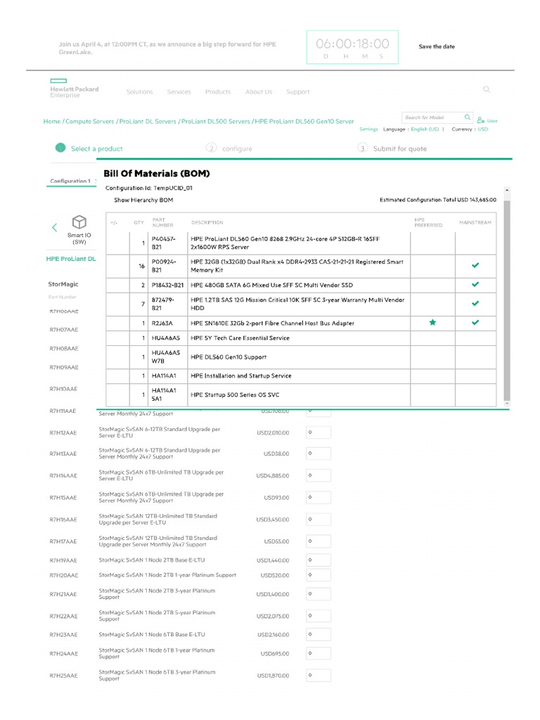 Dl560 Gen 10 One Config Simple (OCS) | PDF