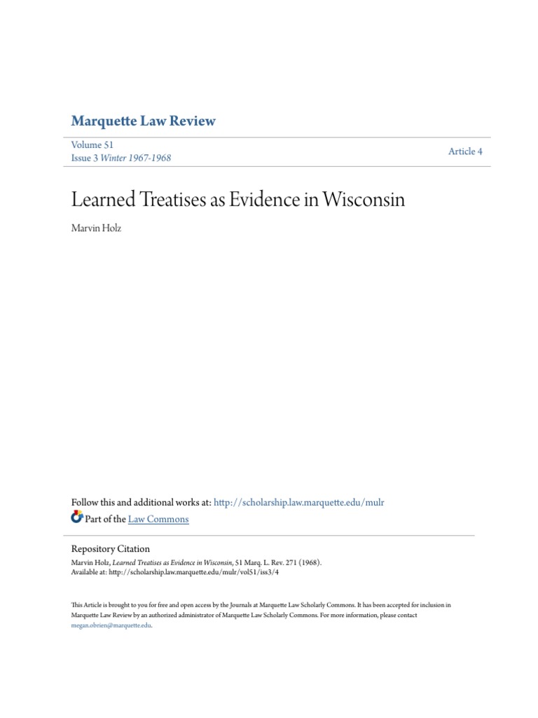 Learned Treatises As Evidence in Wisconsin | PDF | Evidence (Law) | Witness