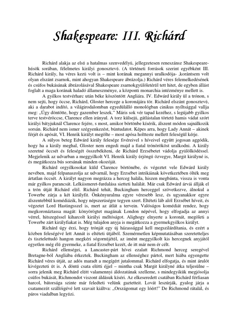 Shakespeare - III. Richárd | PDF