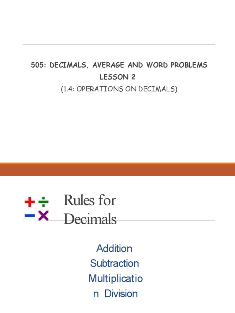 Operations on Decimals Explained | PDF | Division (Mathematics) | Notation