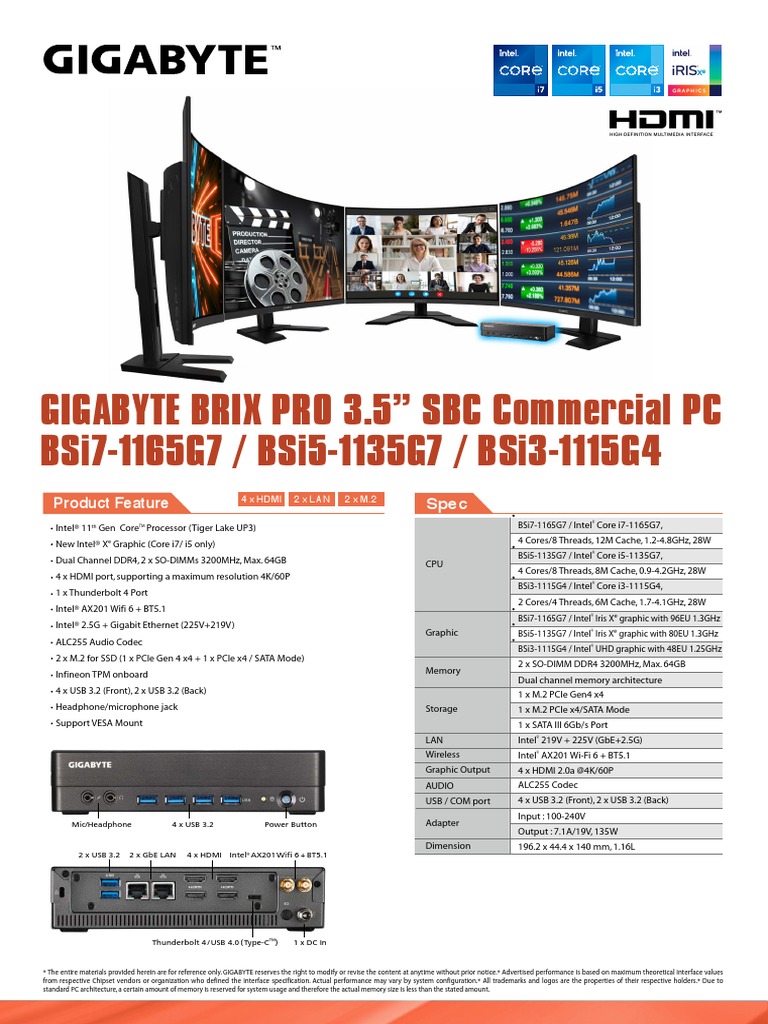 BRIX PRO TGL Datasheet | PDF | Usb | Intel