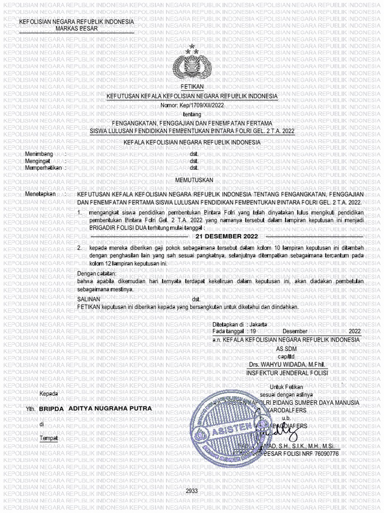 Pangkat - Personel Surat - Keputusan - File 25 BRIPDA 1672913114 | PDF