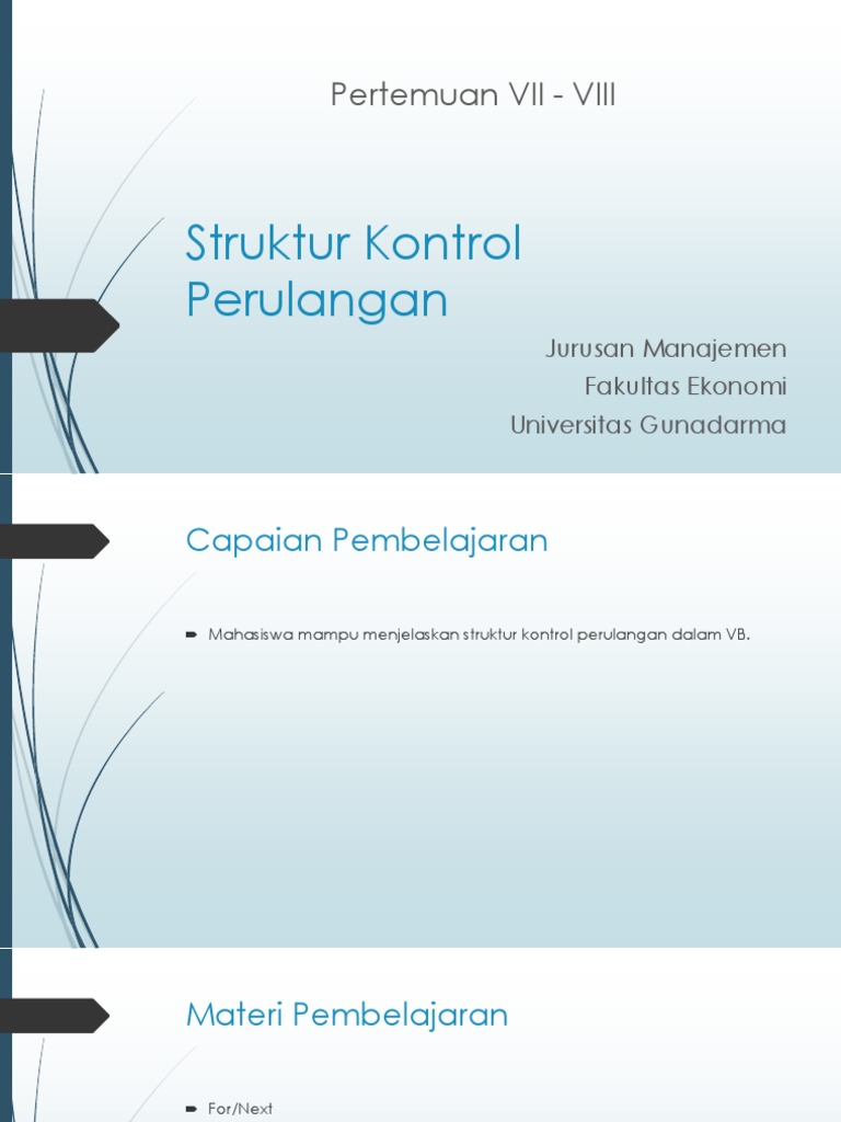 Pertemuan 7-8. Struktur Kontrol Perulangan | PDF