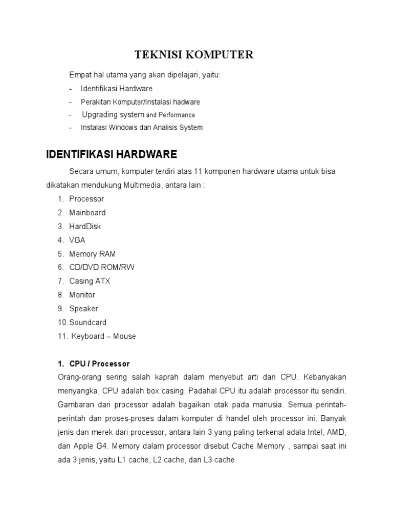 Komponen Utama dalam Setup PC | PDF | Game & Aktivitas | Komputer