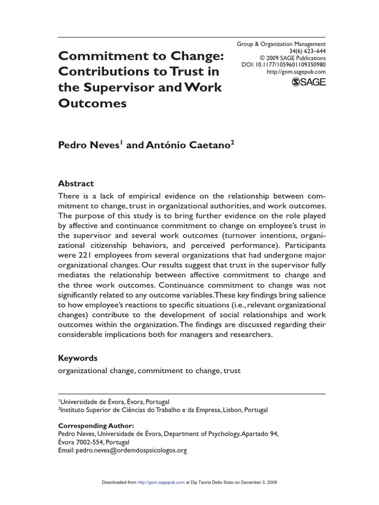 Trust & Commitment in Change Management | PDF | Psychology