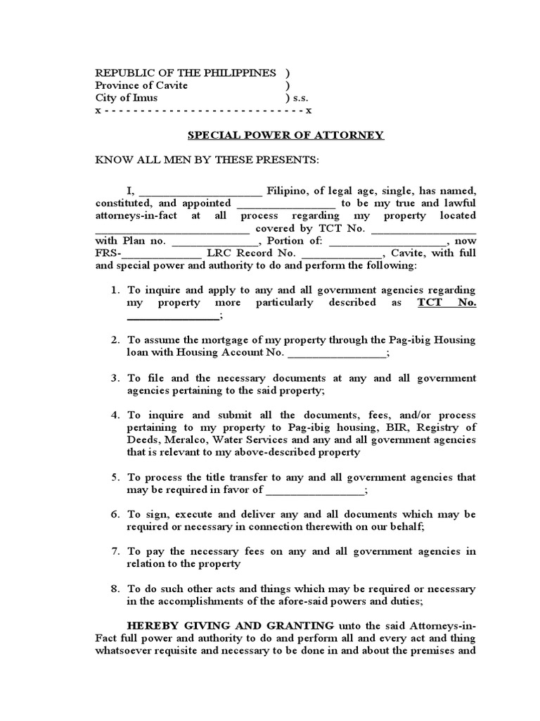 SPA about Deed of Absolute Sale | PDF | Power Of Attorney | Notary Public